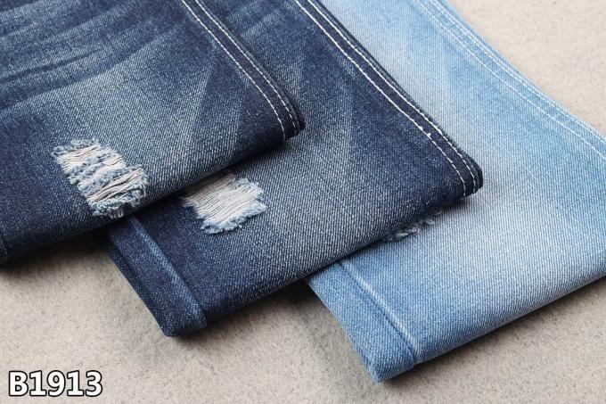 13.5oz Cotton Polyester Denim Fabric Indigo Blue Sanforizing Jeans